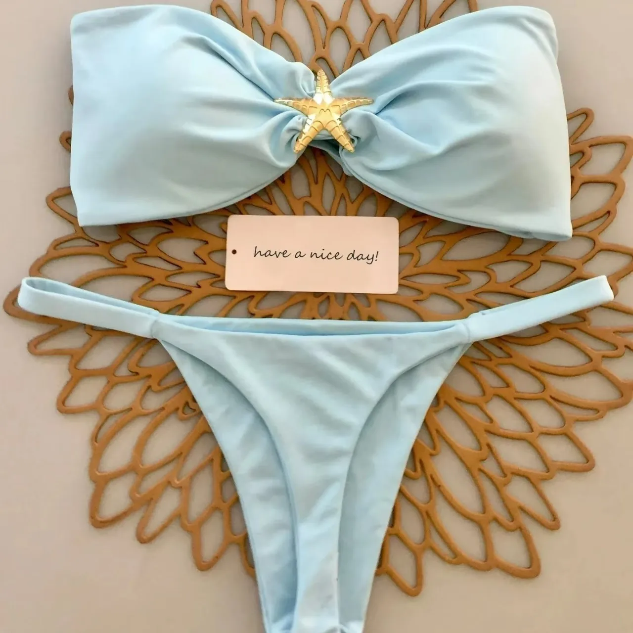 Sexy Women's Bikini Solid Color Strapless Split Swimsuit | AliExpress