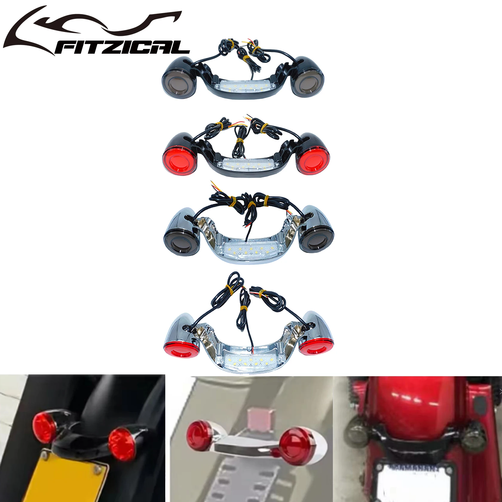 Задний светодиодный стоп-сигнал поворота мотоцикла, лампа номерного ...