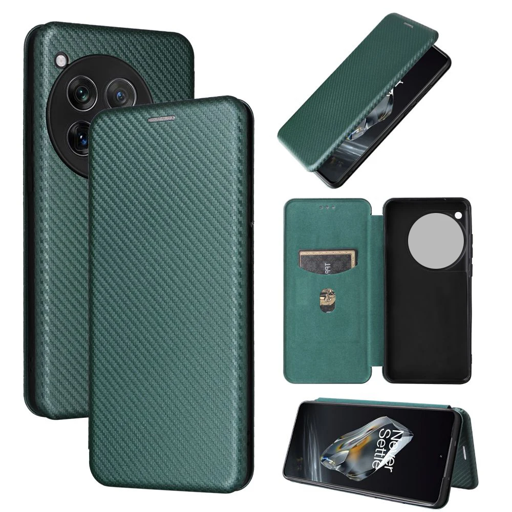 Магнитный кожаный чехол-книжка из углеродного волокна для Oneplus 12 12R 11R 10 9 Pro 8T 8 Pro ...
