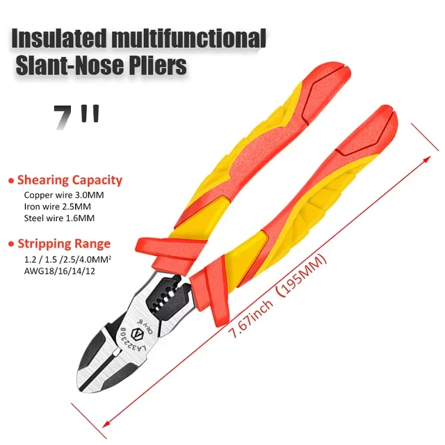 LAOA VDE Изолированные Комбинированные Диагональные Плоскогубцы 7 Дюймов 8 Дюймов Хром-ванадий ...
