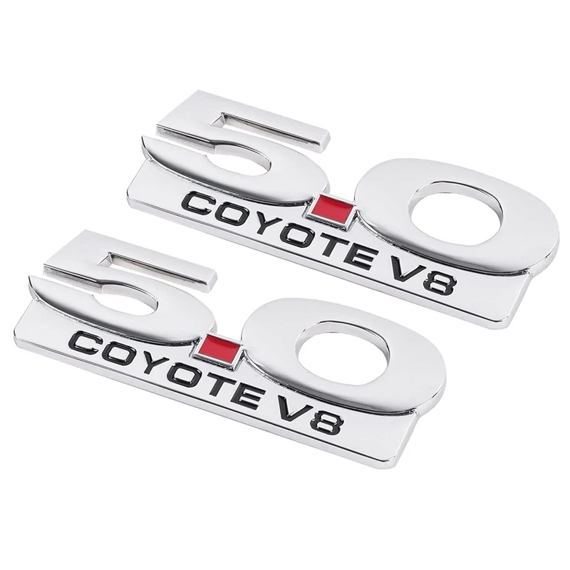 2X 5.0 Coyote V8 Emblem For 11-14 Ford Mustang F150 F250 Chrome Side ...