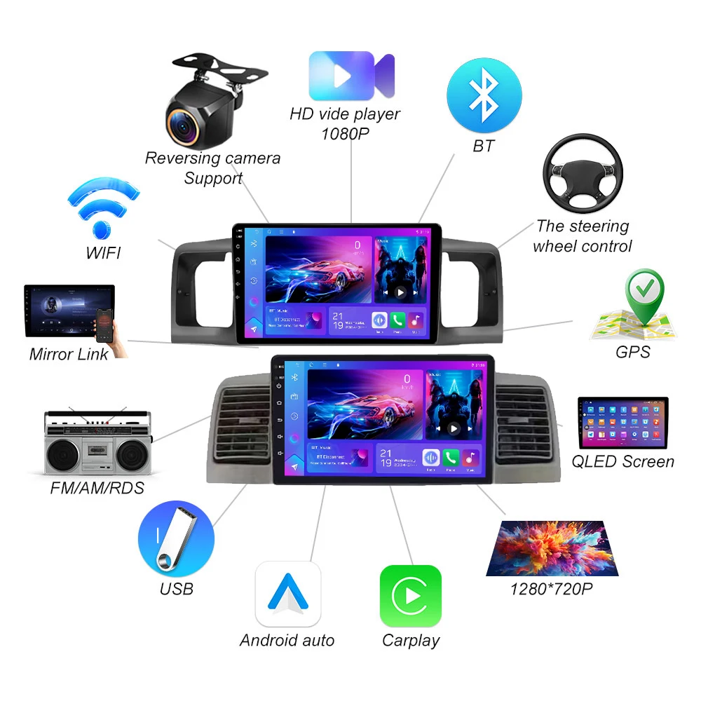 Автомобильный радиоприемник стереоплеер Carplay для Toyota Corolla E130 ...