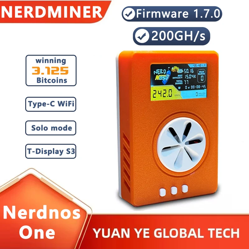 Новое поступление NerdMiner V2MAX Nerdnos One 200GH/s 8W Bitcoin Solo Lottery Miner включает ...