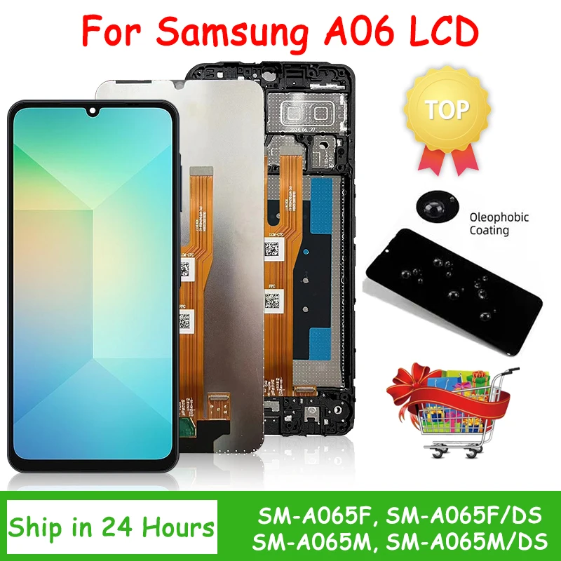 Экран дисплея A06 с рамкой для Samsung A06 A065 SM-A065F SM-A065M ...