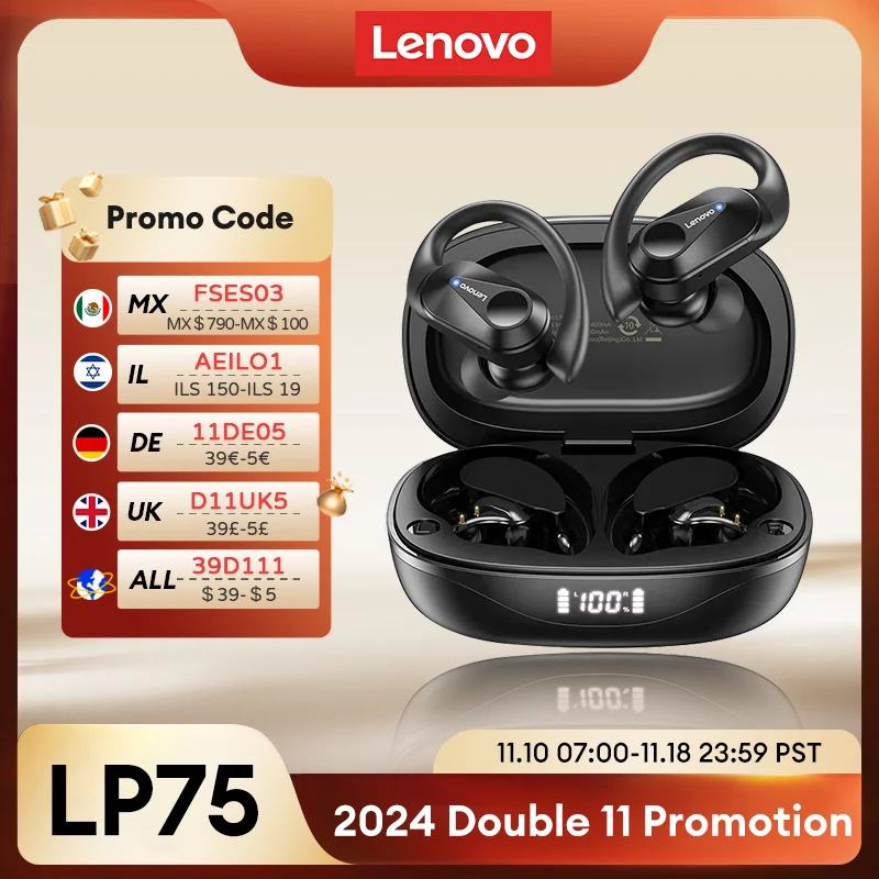 Беспроводные наушники Lenovo LP75 TWS Bluetooth 5,3 | AliExpress