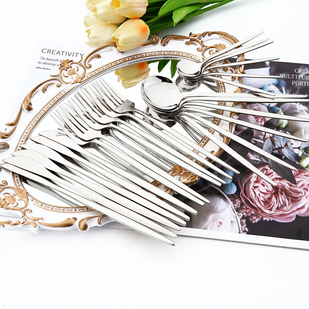 24 шт., столовые приборы из нержавеющей стали | AliExpress