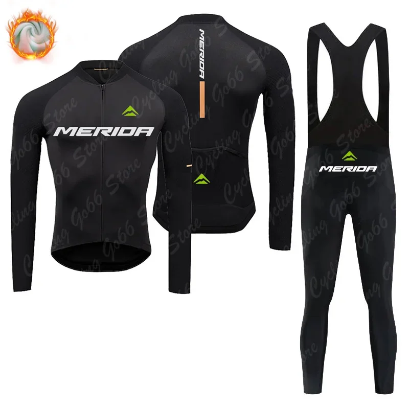 2025 Merida Team Winter Fleece Long Sleeve Cycling Jersey Set Mountian ...