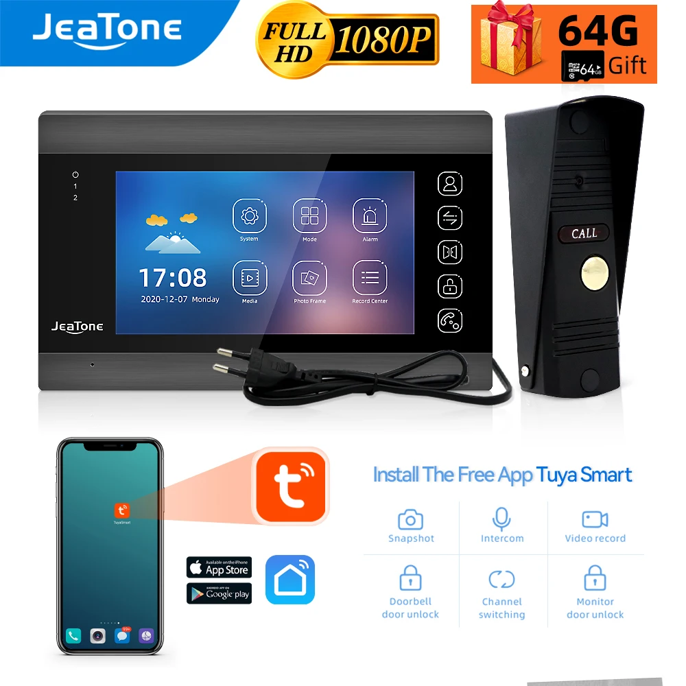 Видеодомофон Jeatone 1080P Wifi | AliExpress