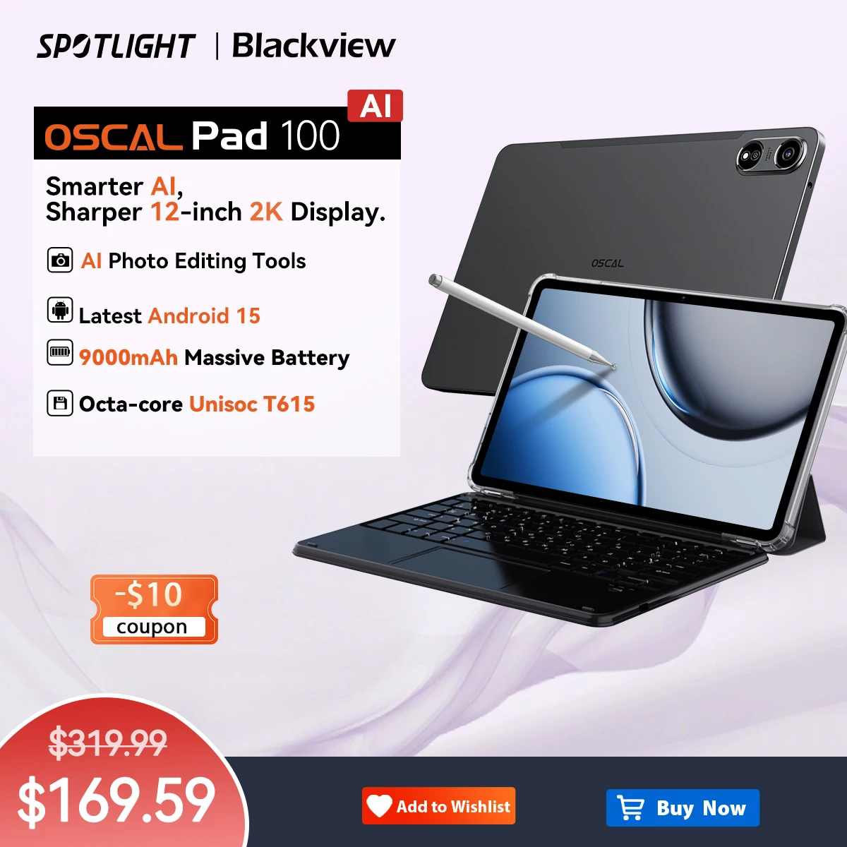 Планшет Blackview Oscal Pad 100, 12", 8/256ГБ, Wi-Fi+4G, Android | AliExpress