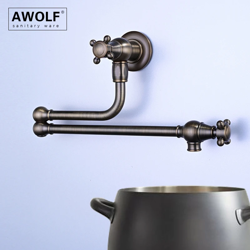 Awolf твердый латунный наполнитель горшка матовый серый кухонный ...