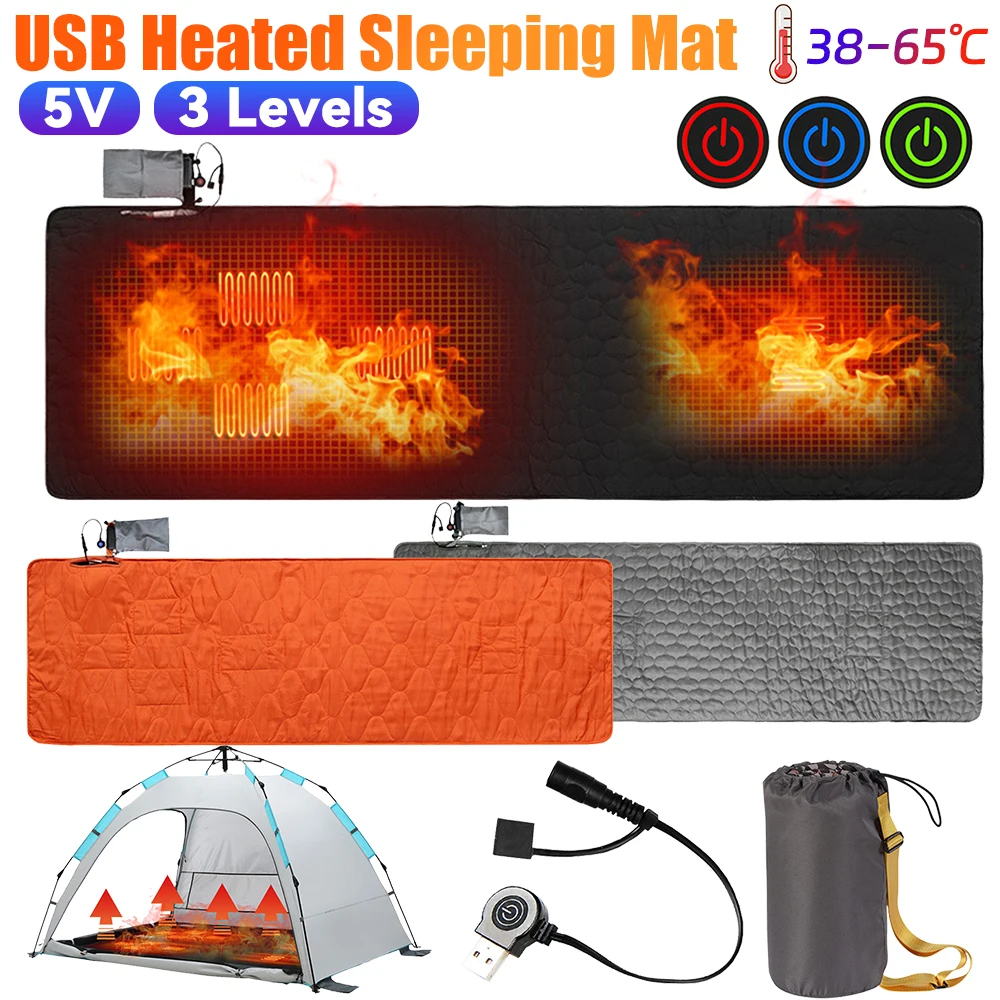 USB Electric Heating Sleeping Mat Pad Portable Foldable Outdoor Camping ...