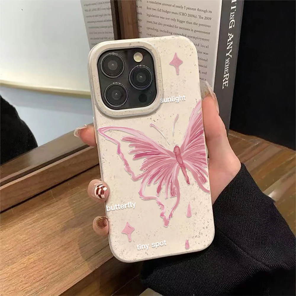 Розовая бабочка для iPhone 16 Pro Max Чехол для телефона IPhone 15 14 ...