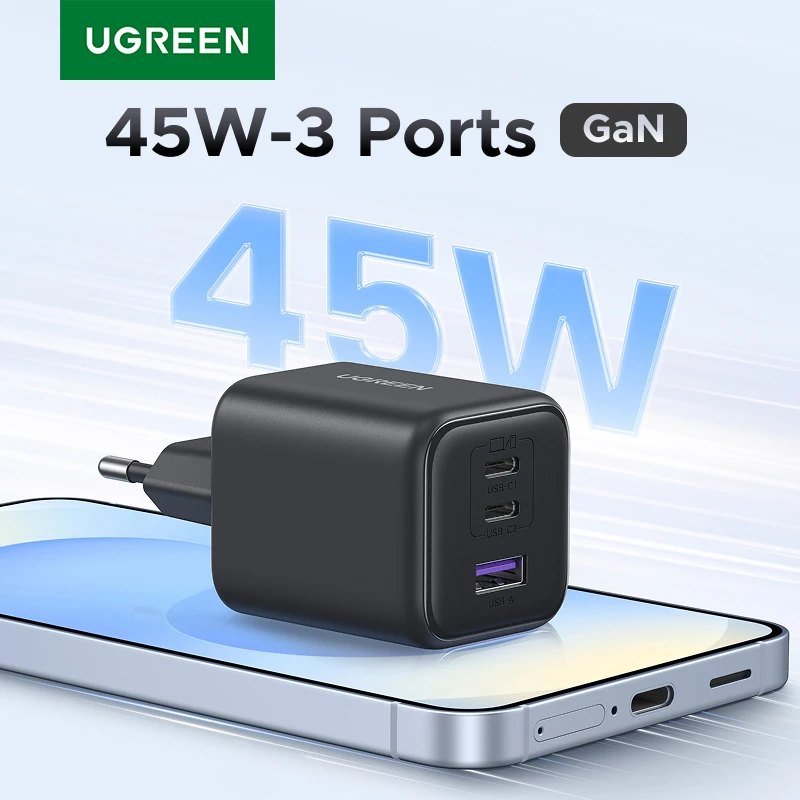 UGREEN 45 Вт GaN Зарядное устройство PD3.0 PPS QC3.0 Быстрое зарядное ...