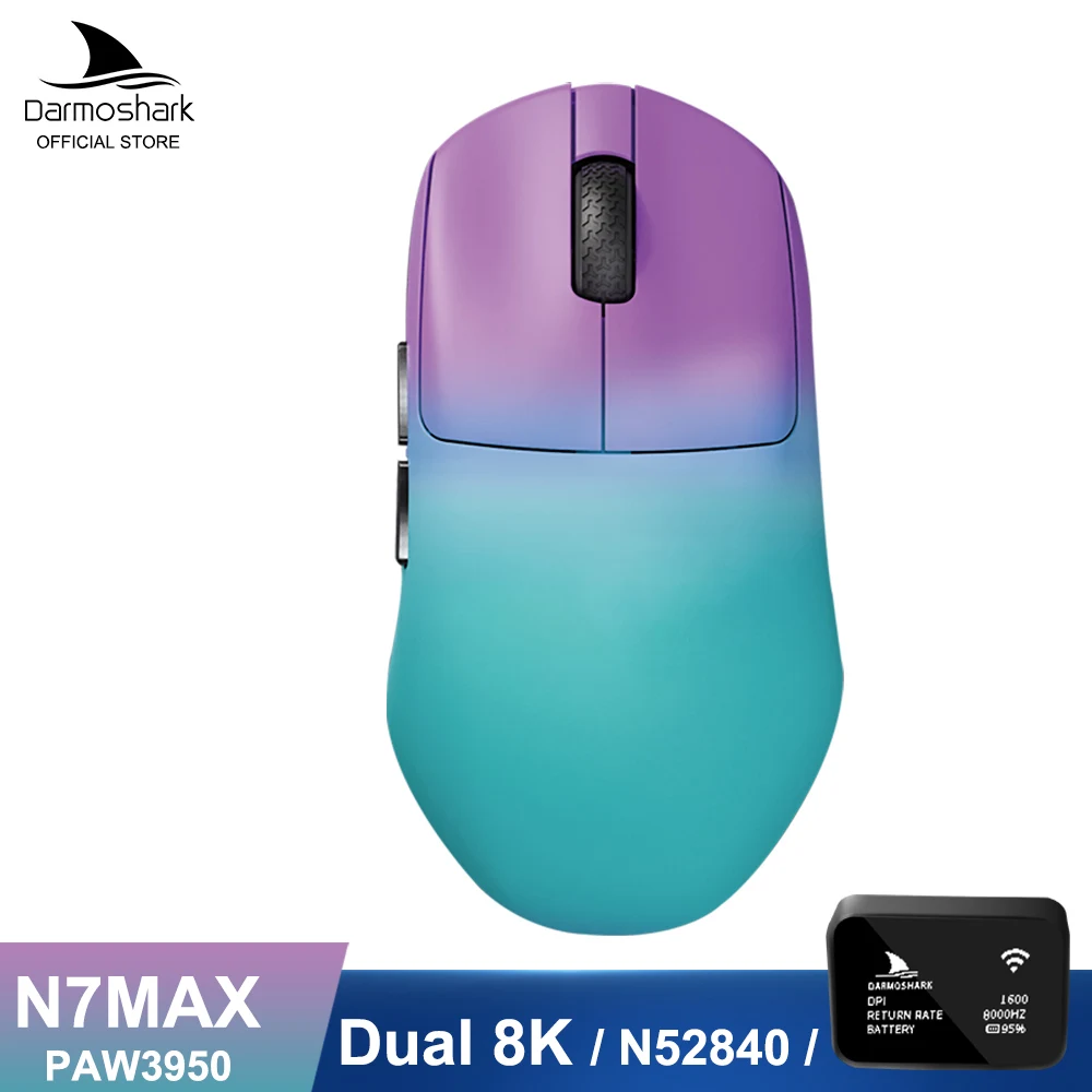 Darmoshark N7 MAX Двойная беспроводная игровая мышь 8K с датчиком PAW3950 30000 точек на дюйм ...