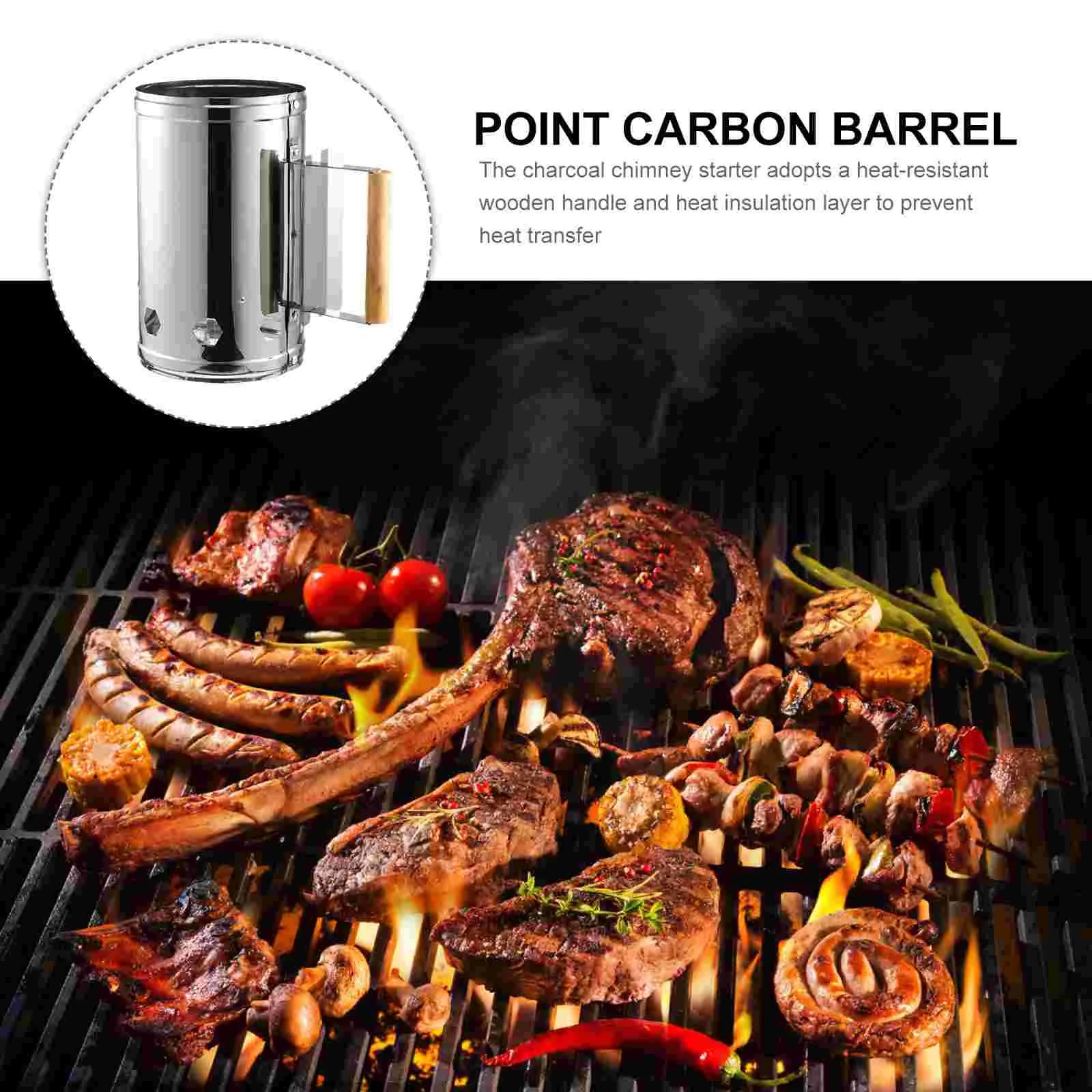 Stainless Steel Point Carbon Bucket BBQ Ignition Barrel Outdoor Grill ...