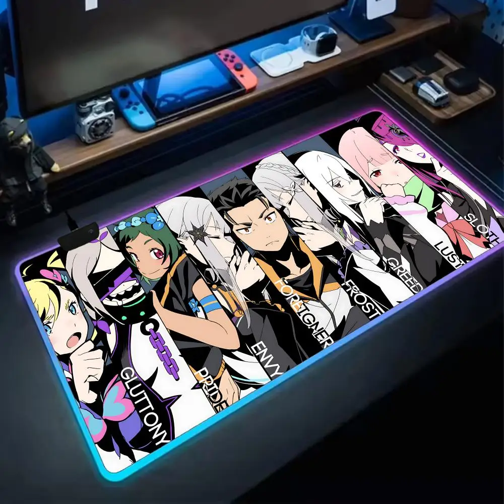 Cool R-RE ZERO Mouse Pad Anime Gaming Mouse Pad LED Table Pads Backlit ...