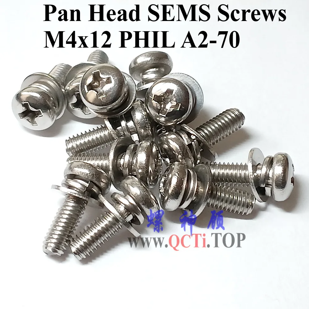 Винты M4 SEMS из нержавеющей стали M4x8 M4x10 M4x12 M4x16 M4x20 с ...