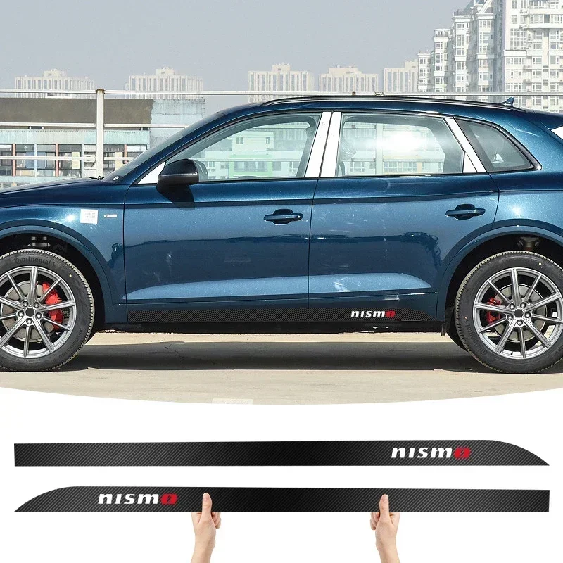2pcs Car Door Side Skirt Sill Stripe Carbon Decals Styling Accessories ...