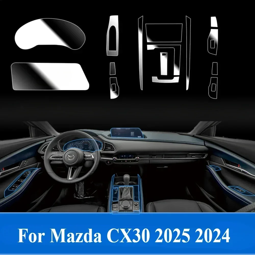 For Mazda CX30 2025 2024 Interior Film Transparent TPU Gear Panel GPS ...