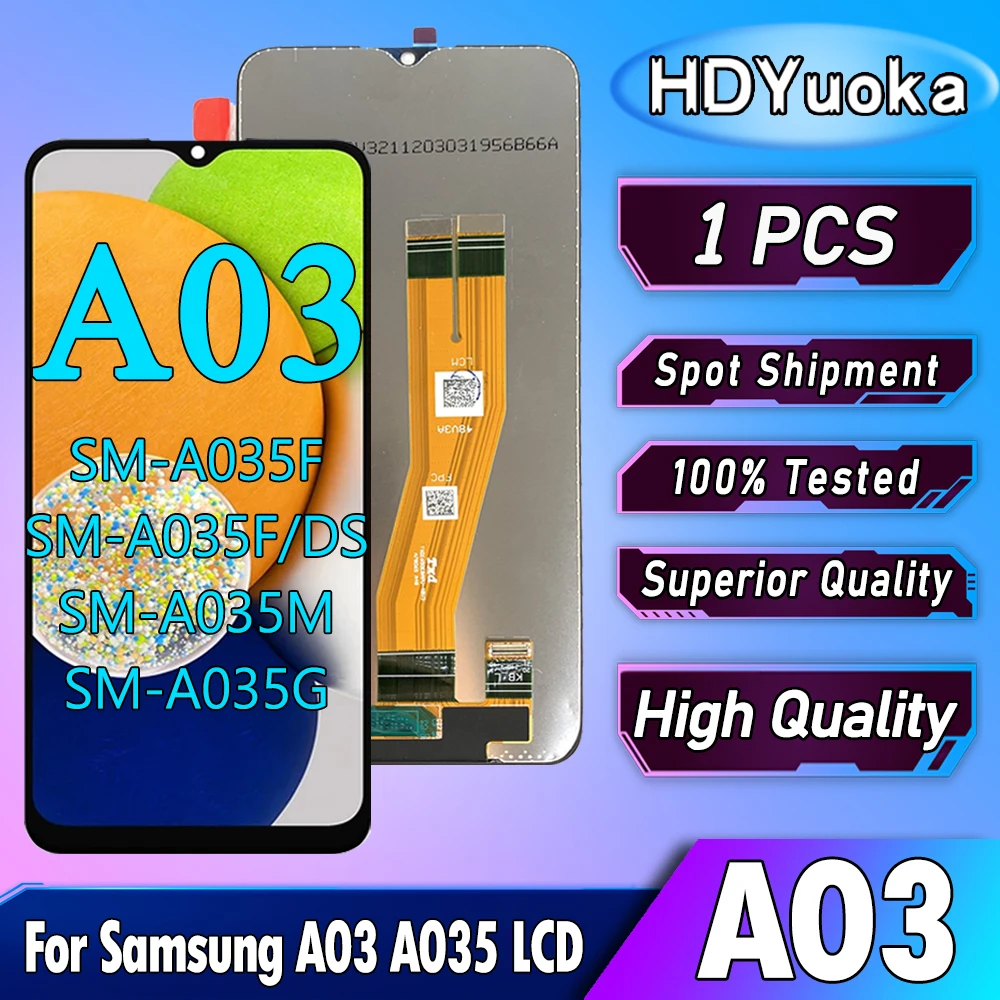 ЖК-дисплей 6,5 дюйма для Samsung A03 A035 A035F, дисплей с сенсорным экраном и дигитайзером в ...