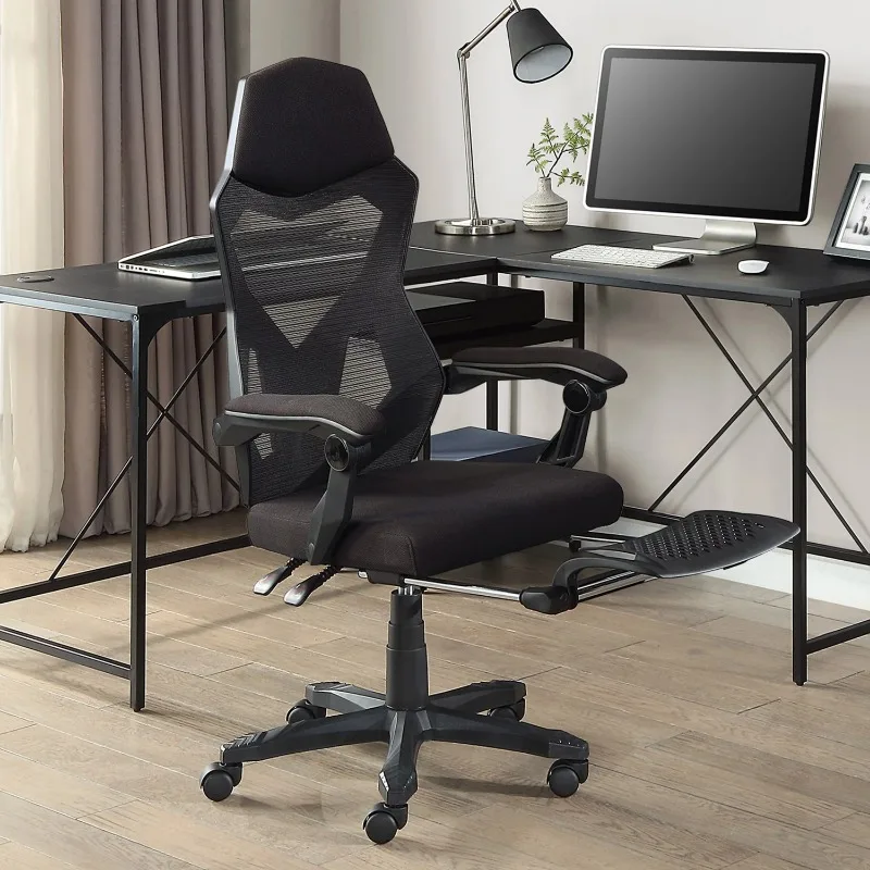 Gamer Gear Gaming Office Chair with Extendable Leg Rest, Black Fabric ...