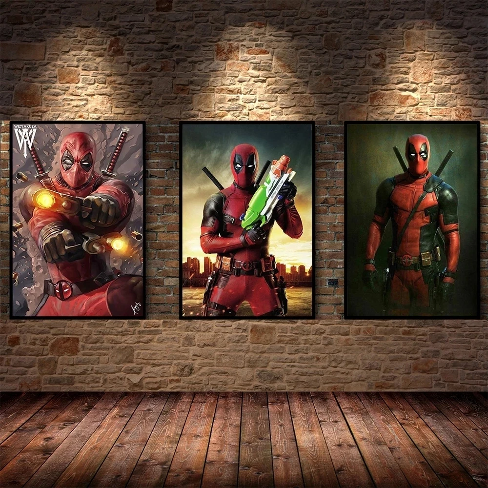 Marvel Movie Superhero Poster Deadpool Prints Disney White Kraft Paper ...