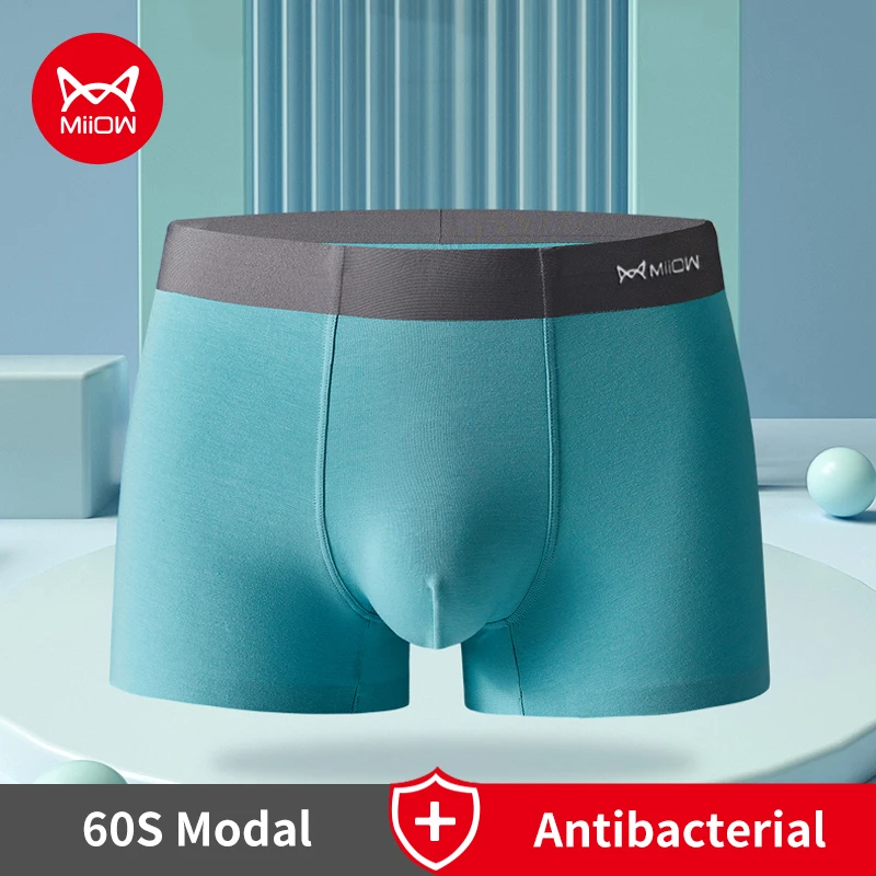 Трусы-боксеры MiiOW мужские из модала, нижнее белье антибактериальное хлопковое с промежностью ...