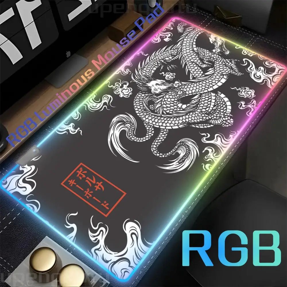 RGB Mouse Pad Large Game Chinese Dragon Gaming Accessories HD Print ...