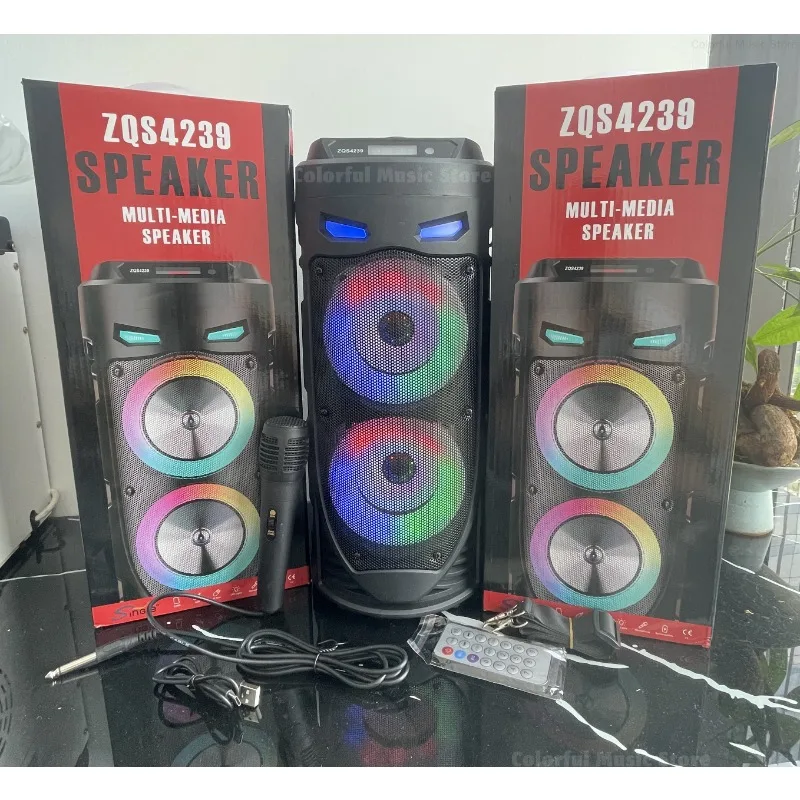 ZQS4239 уличные Bluetooth-колонки, беспроводная колонка, мощный стерео портативный сабвуфер с ...