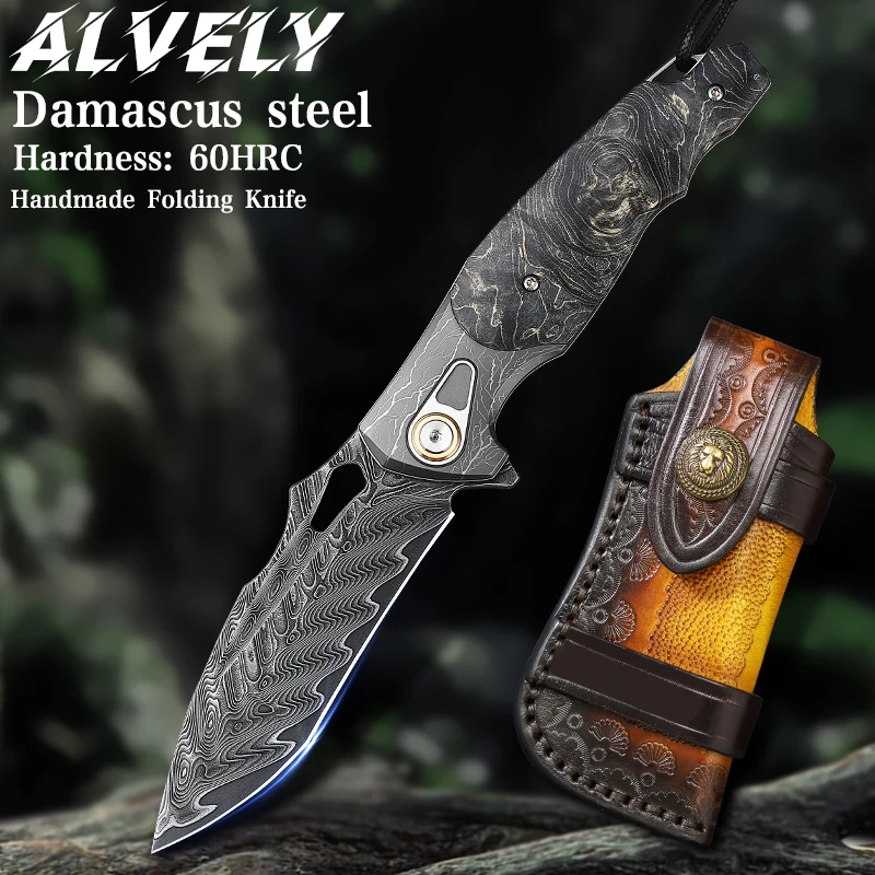 Складной нож ALVELY из дамасской стали | AliExpress