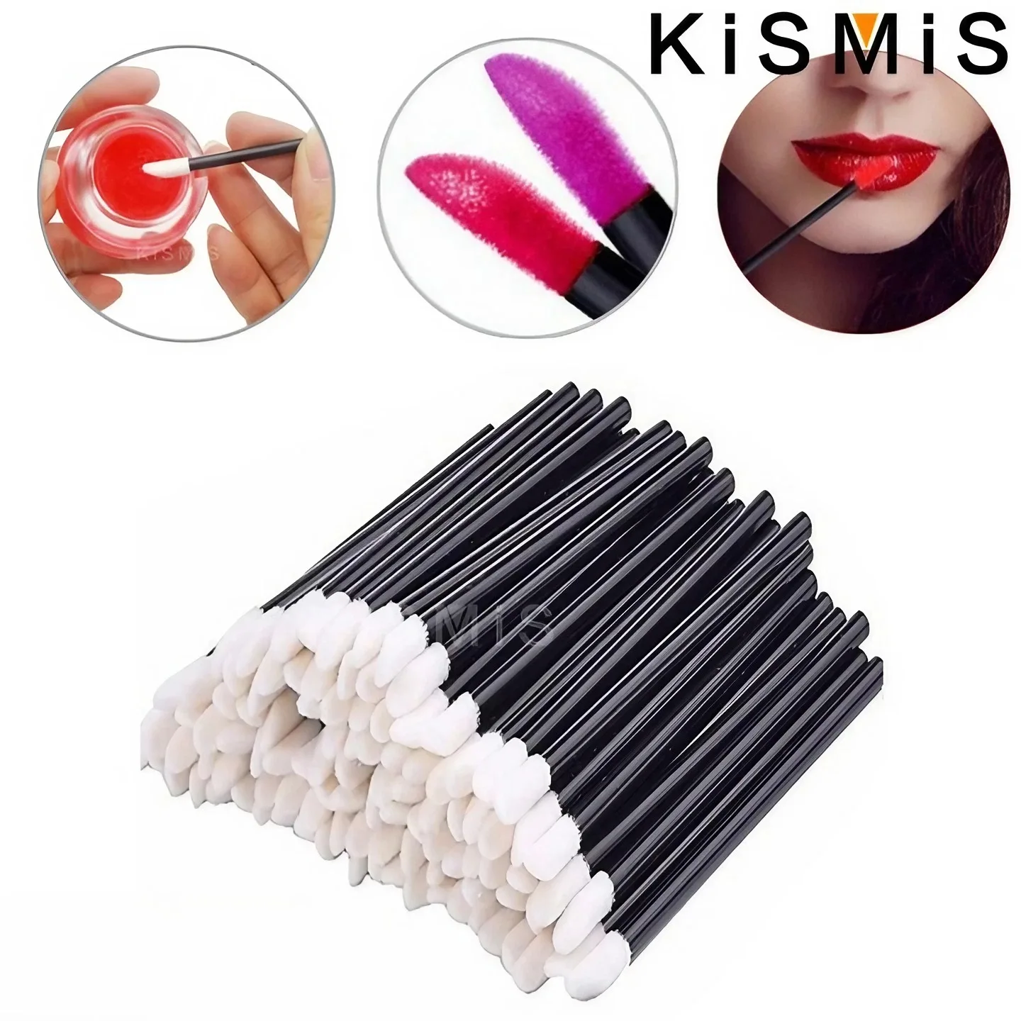 KISMIS 50 шт. ватный тампон, кисть для губ, кисти для макияжа ресниц ...
