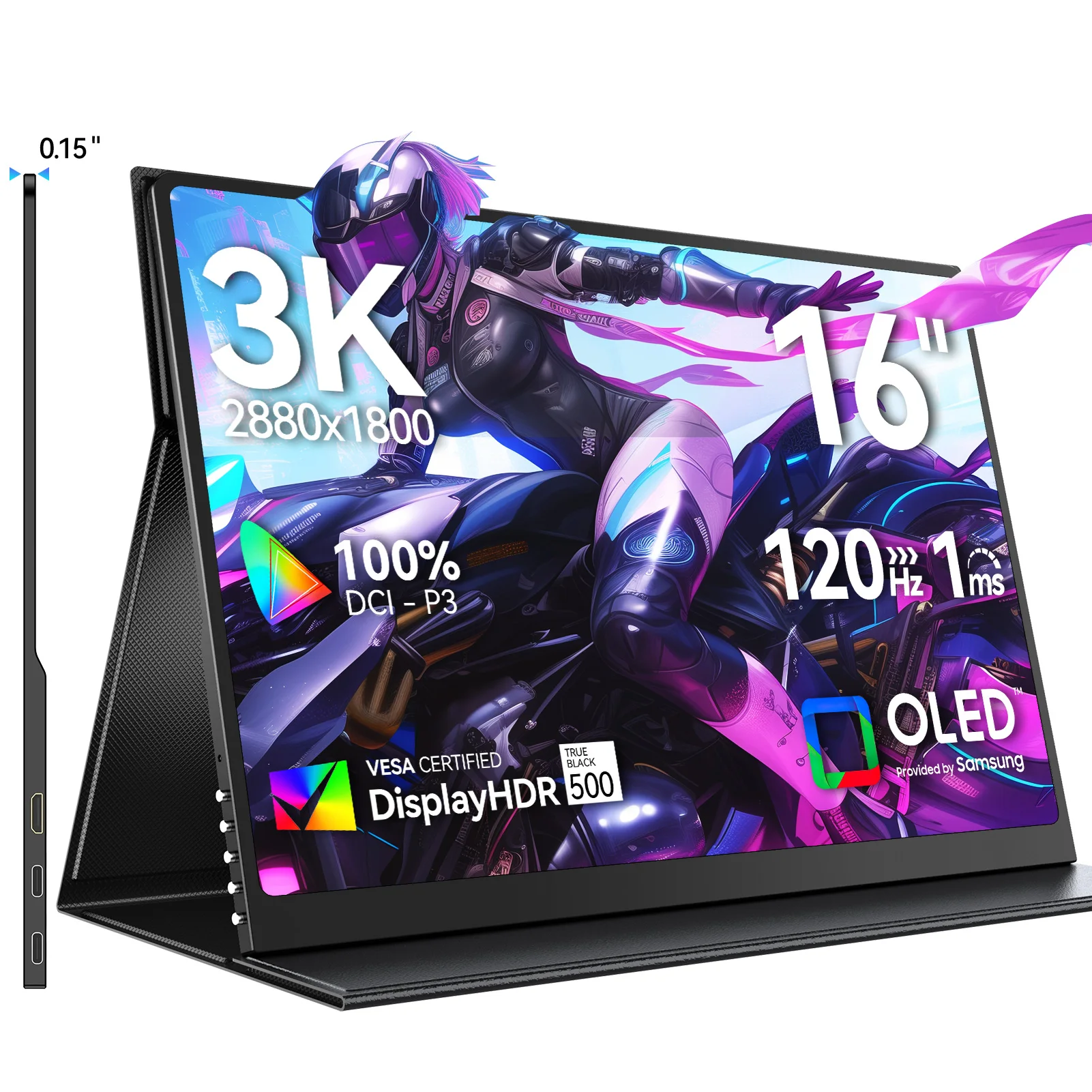 EVICIV OLED 16" 3K портативный игровой монитор 120 Гц 1 мс 500 нит 100% ...