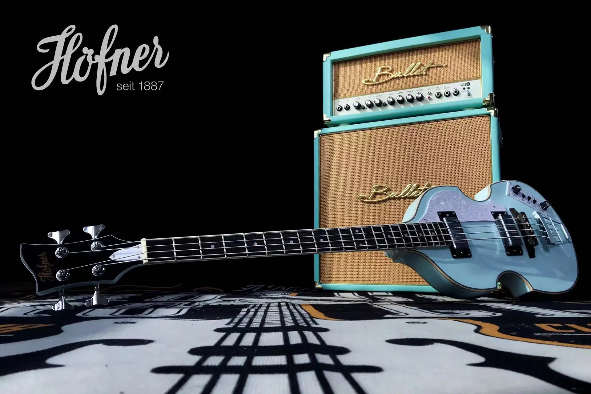 professional new hofner sky blue electric bass guitar 4 string hofner ...