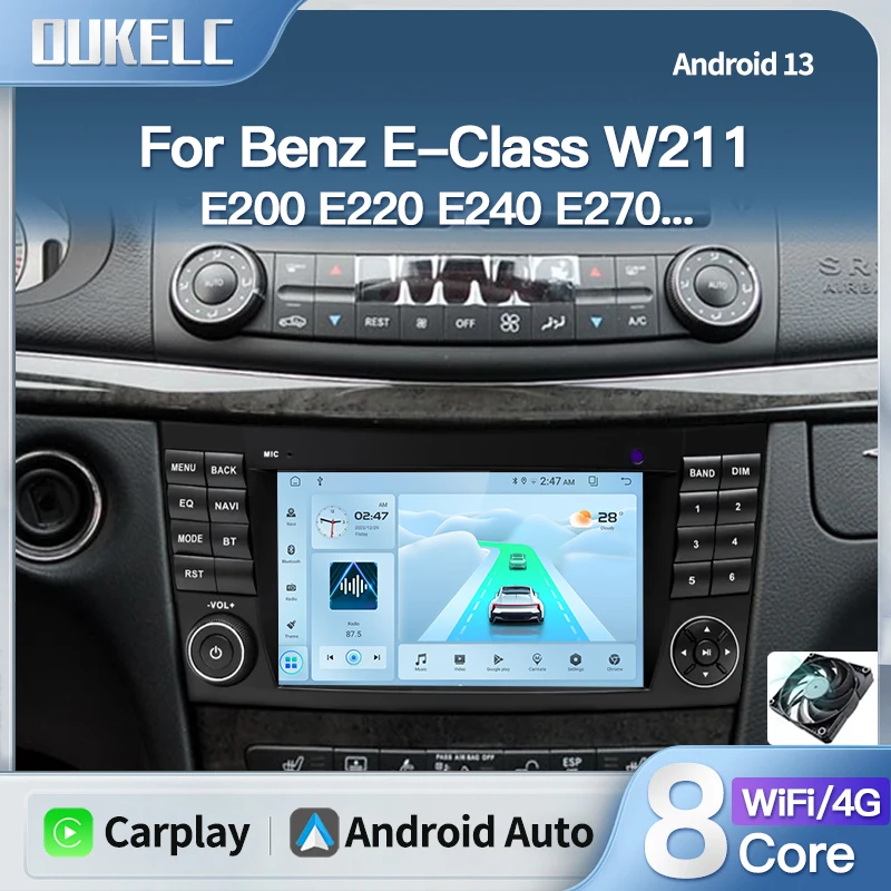 7-дюймовый Android 13 для Mercedes Benz E-Class W211 E200 E220 E240 E280 Автомобильный ...