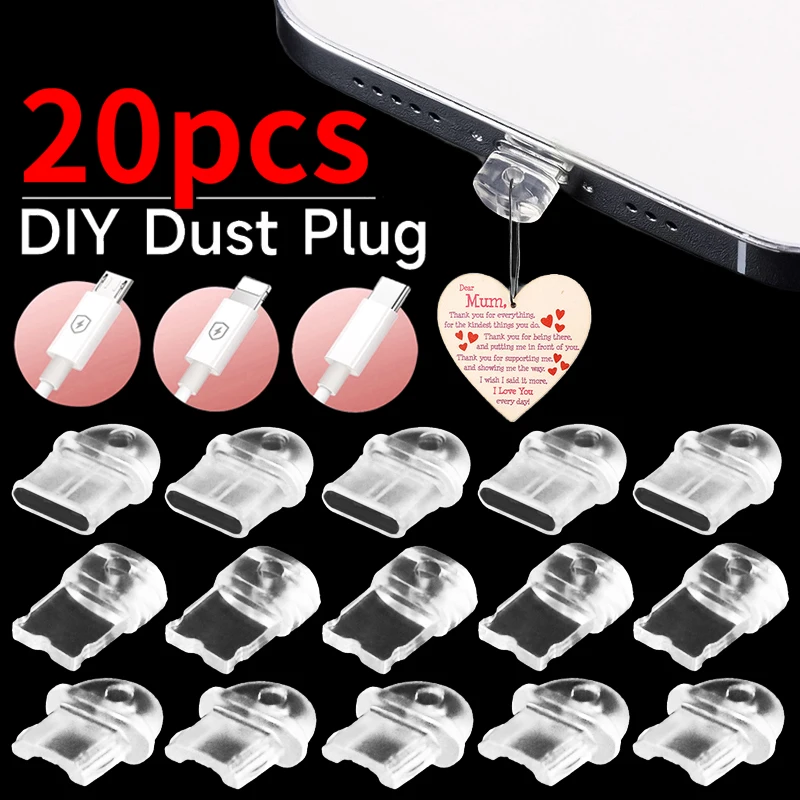 DIY Clear Phone Charger Port Anti-dust Plug for IPhone 16 15 14 13 Type ...