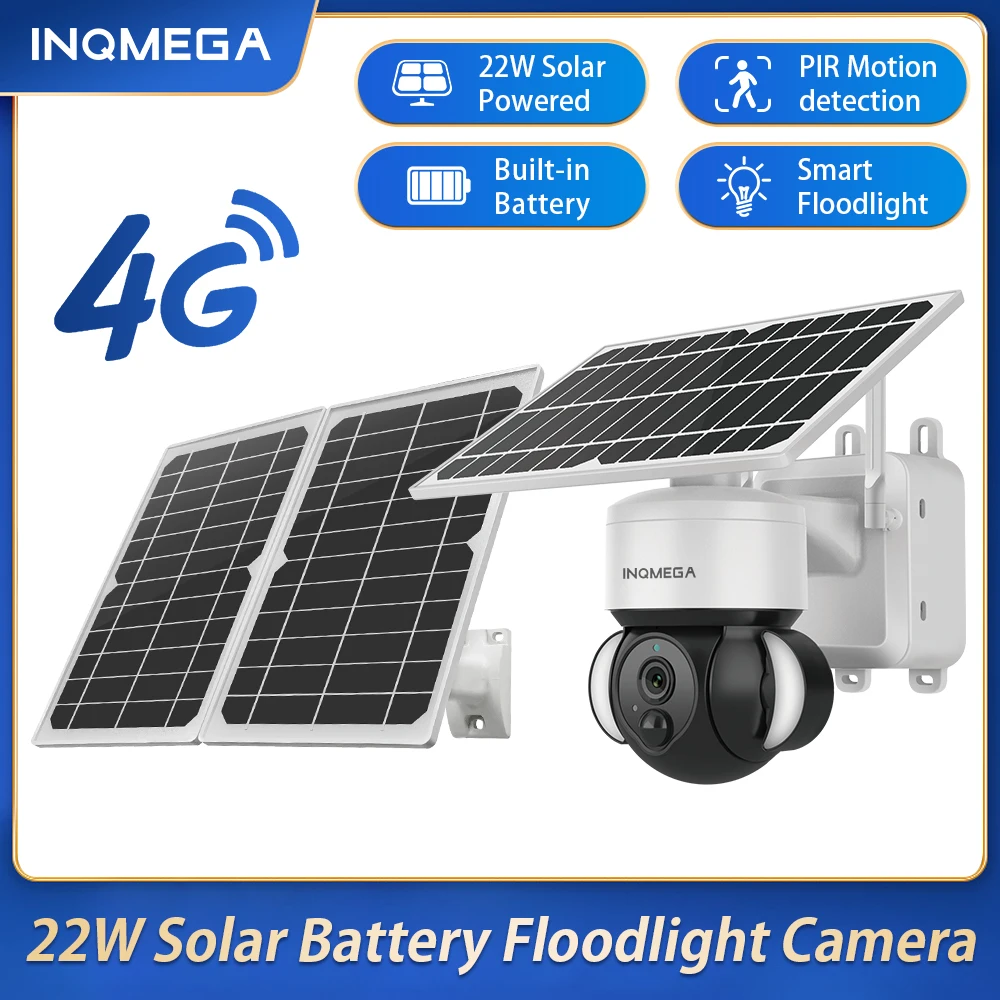INQMEGA 4G Solar Camera Battery 1080P HD Viewing Night Vision PIR ...