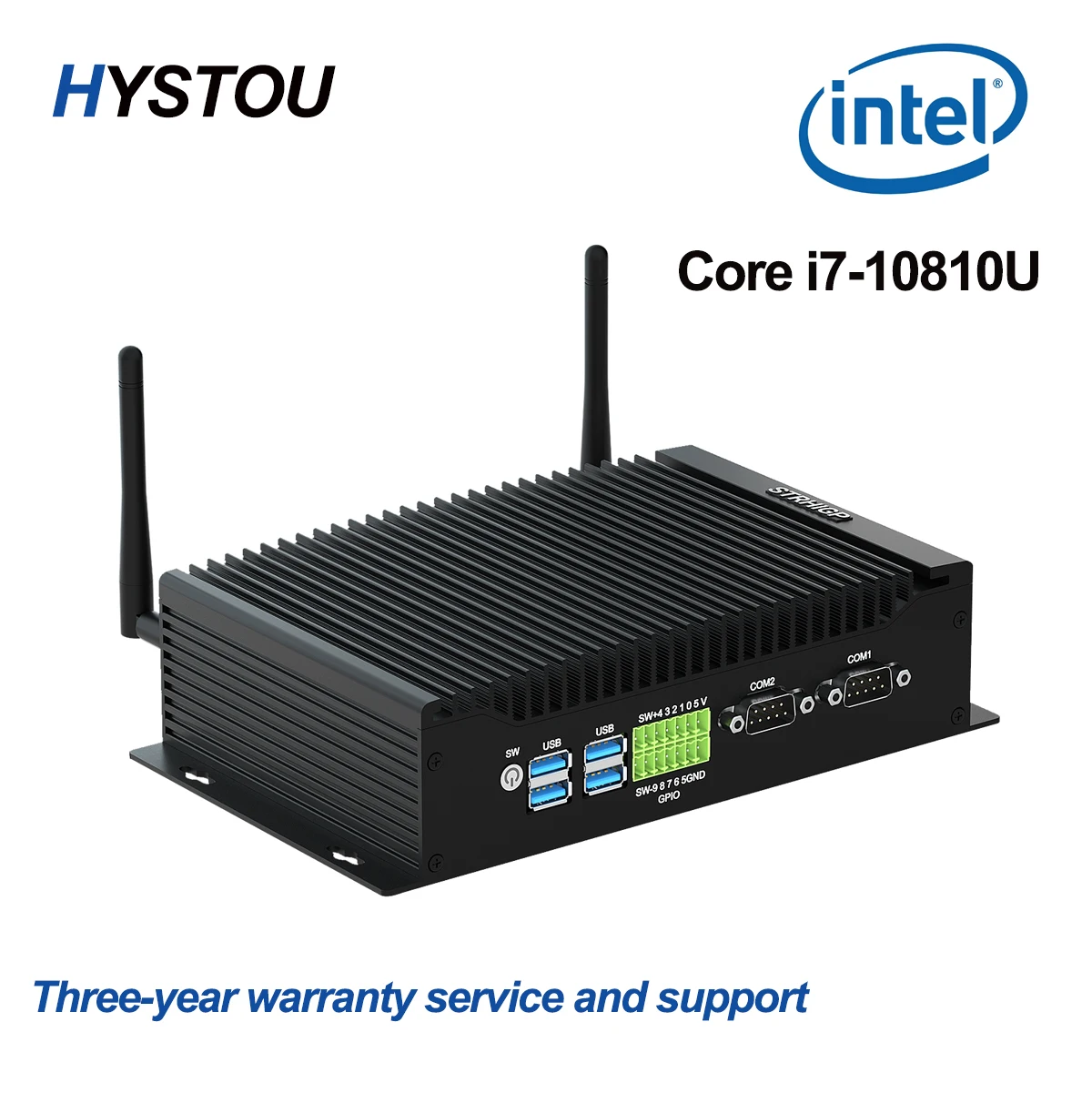 Безвентиляторный мини-ПК Core i7-10810U 10th Gen GPIO HD DP Dual DB9 ...