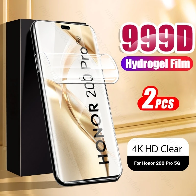 2 шт. 999D изогнутая мягкая гидрогелевая пленка для Honor200 Honor 200 Pro 200Pro 5G Защитная ...