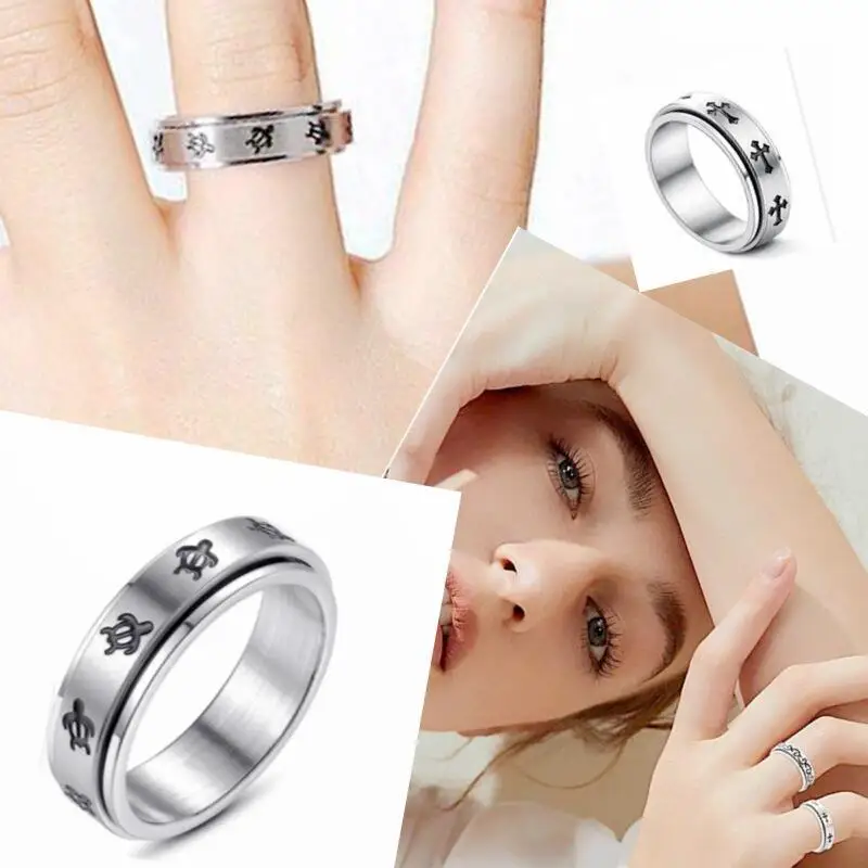 MODOMA 2023 New Fashion Double Rotating Rings Hip Hop Gothic Jewelry ...