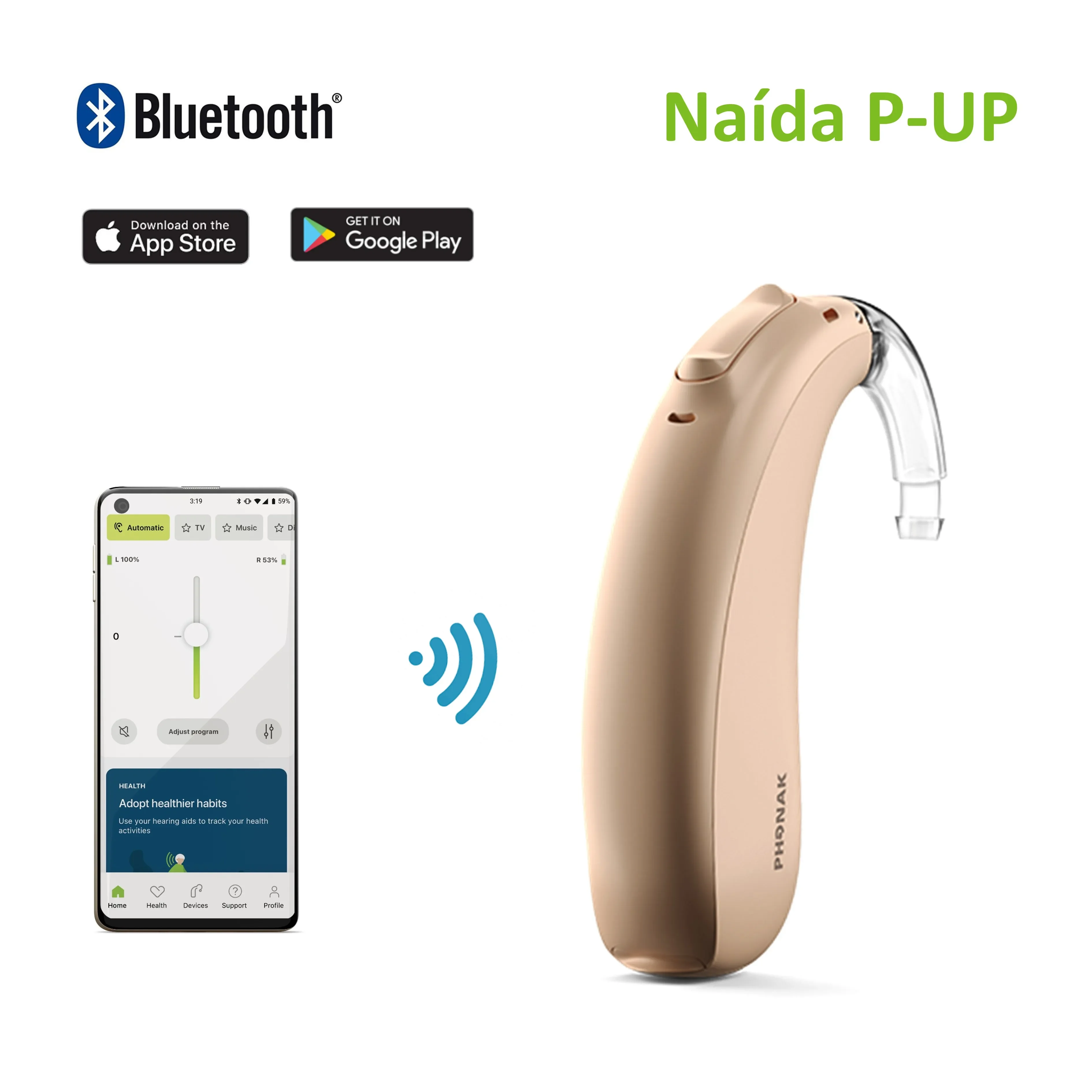 Phonak Naida телефон со встроенным Bluetooth слуховым аппаратом ...
