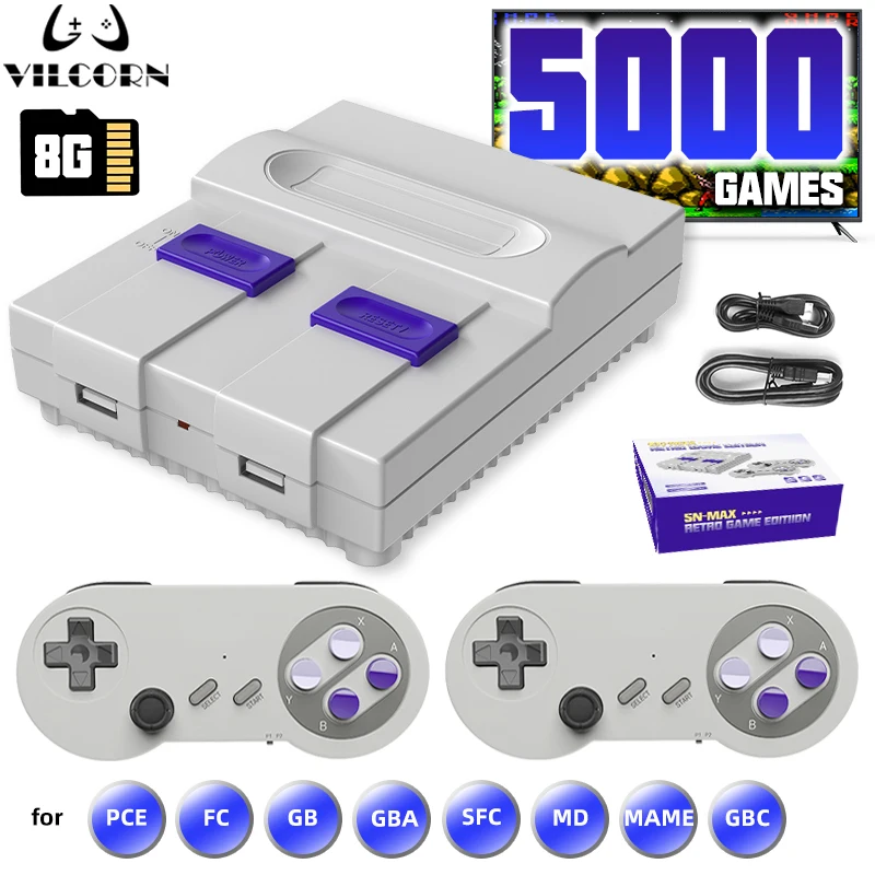 VILCORN Retro 4K TV Video Game Consoles Game Machine for SEGA SNES GBA ...
