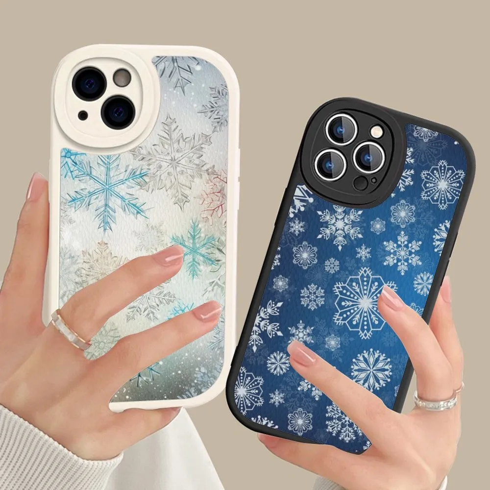 Christmas Snowflakes Phone Case Hard Leather For IPhone 16 15 14 13 12 ...
