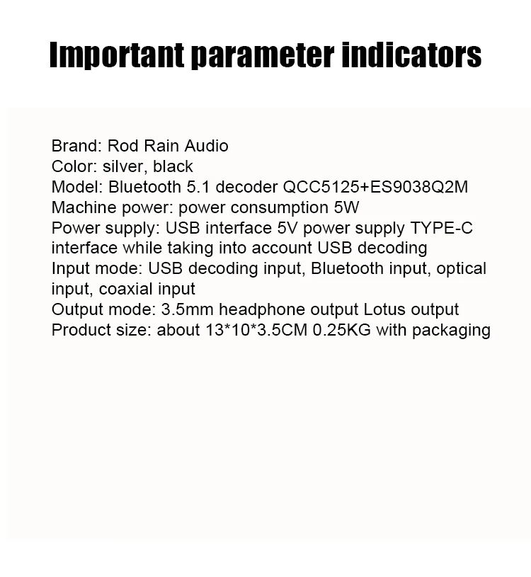 ЦАП Rod Rain Audio ES9038Q2M DAC QCC5125, плата Bluetooth 5,0, декодер ...