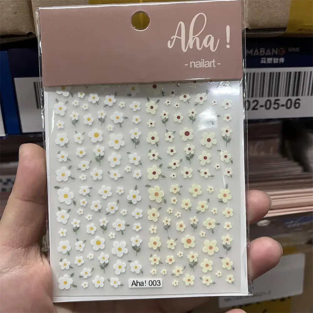 Japanese Style Little Daisy 3D Nail Stickers Summer White Florals ...