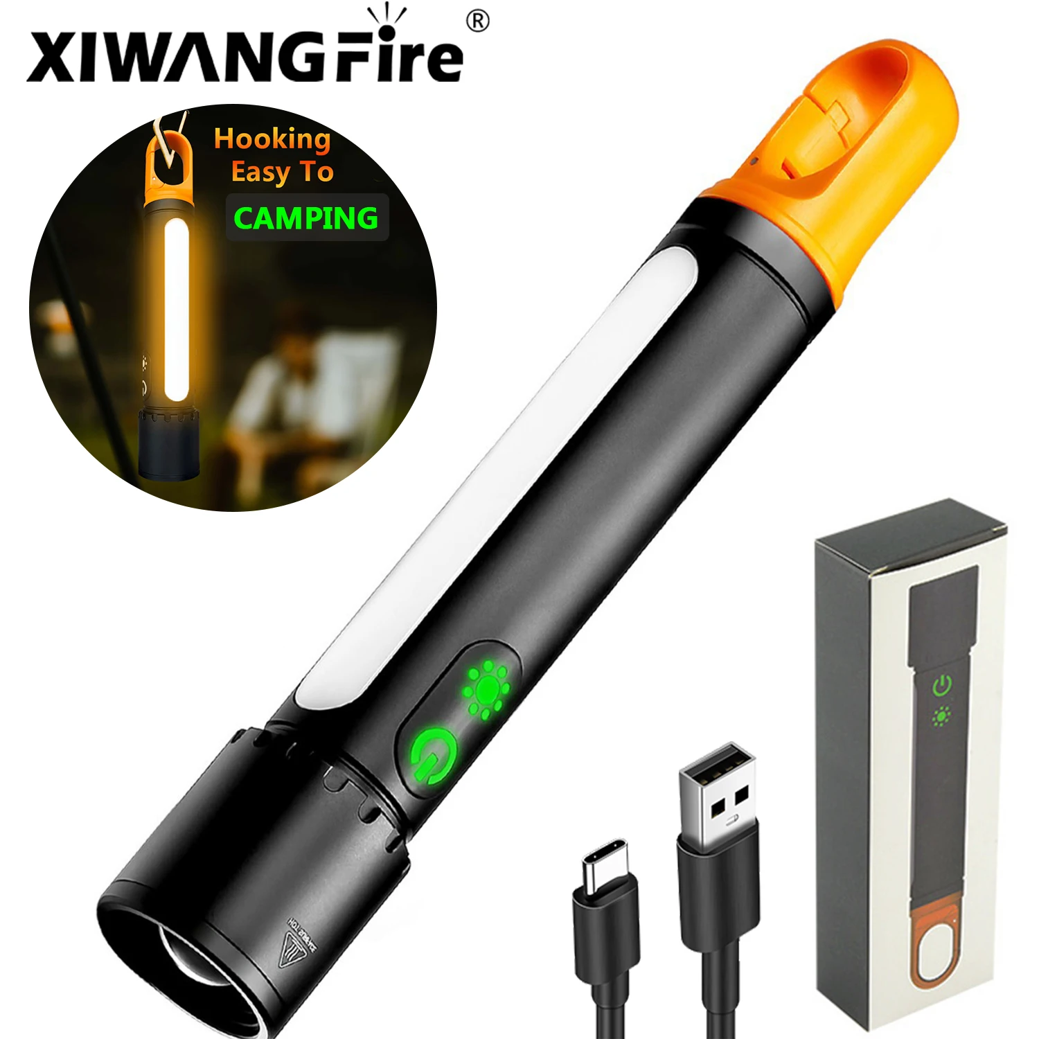 XIWANGFIRE X725 Zoom Многоступенчатая лампа для кемпинга с зарядкой через USB Портативное мощное ...