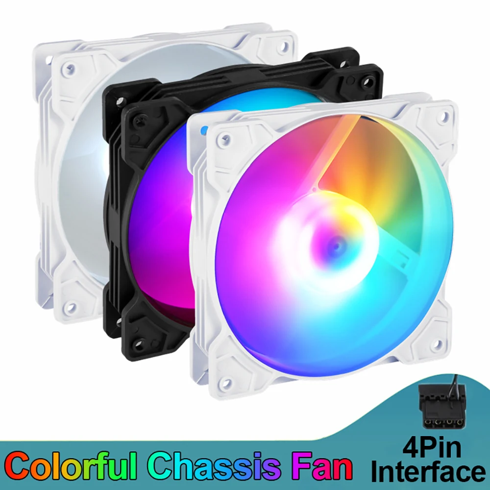 RGB Colorful Chassis Fan Large 4PIN Air-cooled Silent Cooling Fan ...