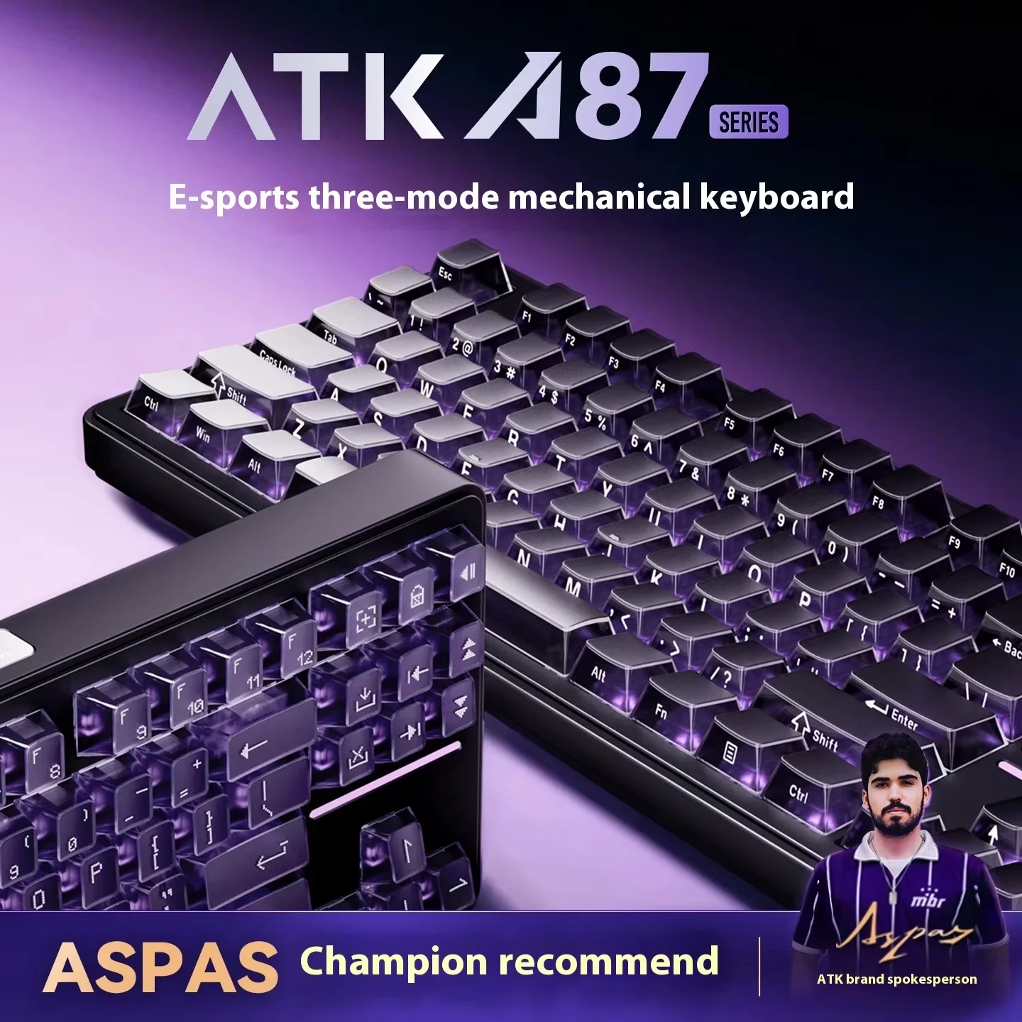 ATK A87 Pro Беспроводная механическая клавиатура 12000 мАч BT 2,4G 1MS с задержкой ...