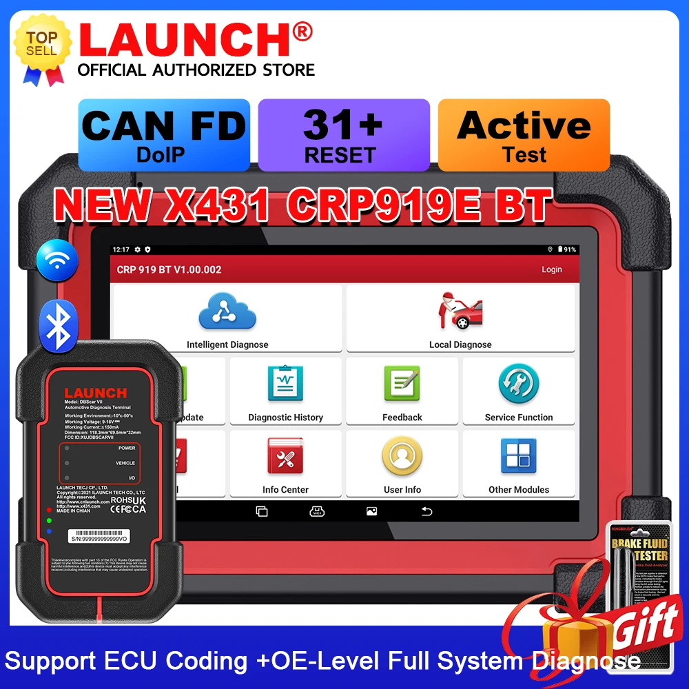 LAUNCH X431 CRP919E BT OBD2 сканер CAN FD двунаправленные диагностические инструменты 31 сброс ...