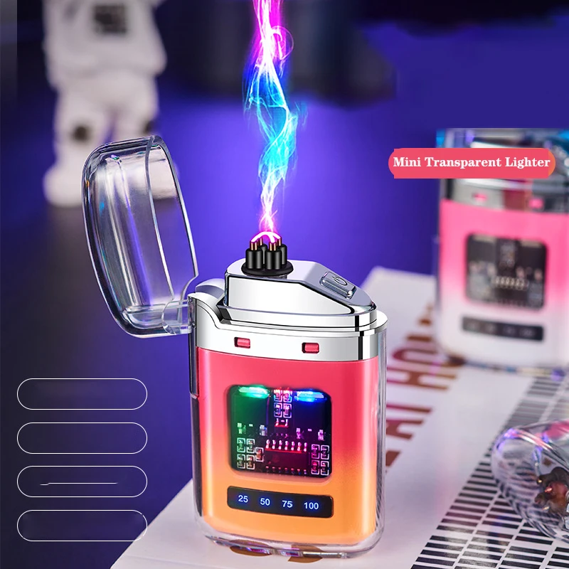 Двойная дуга Type-C перезаряжаемая Зажигалка прозрачная оболочка ...