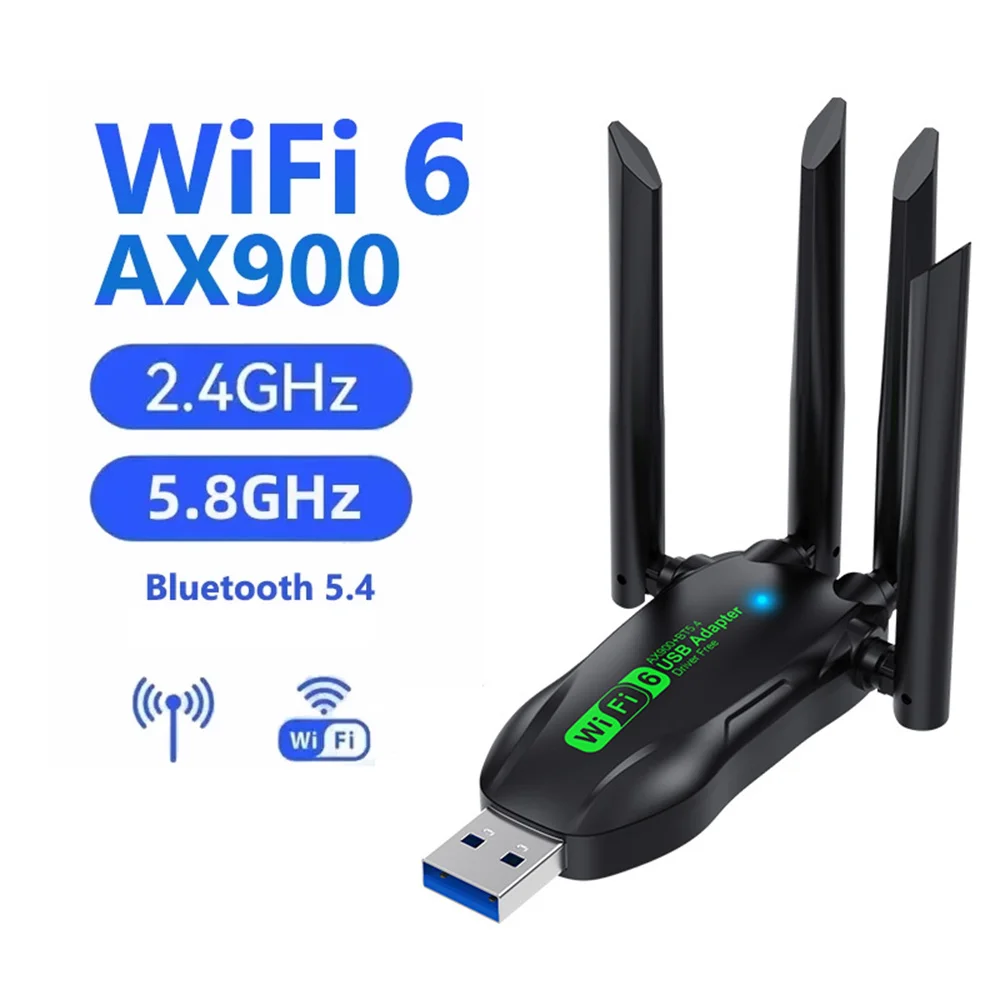 AX900 WiFi 6 USB-адаптер двухдиапазонные антенны 2,4G 5G WiFi6 Сетевая карта Bluetooth 5.4 ...